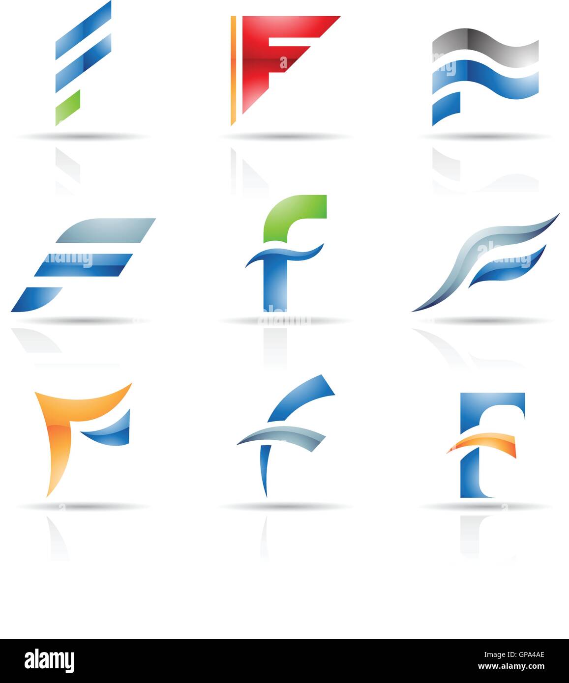 Vector illustration of abstract icons based on the letter F Stock ...