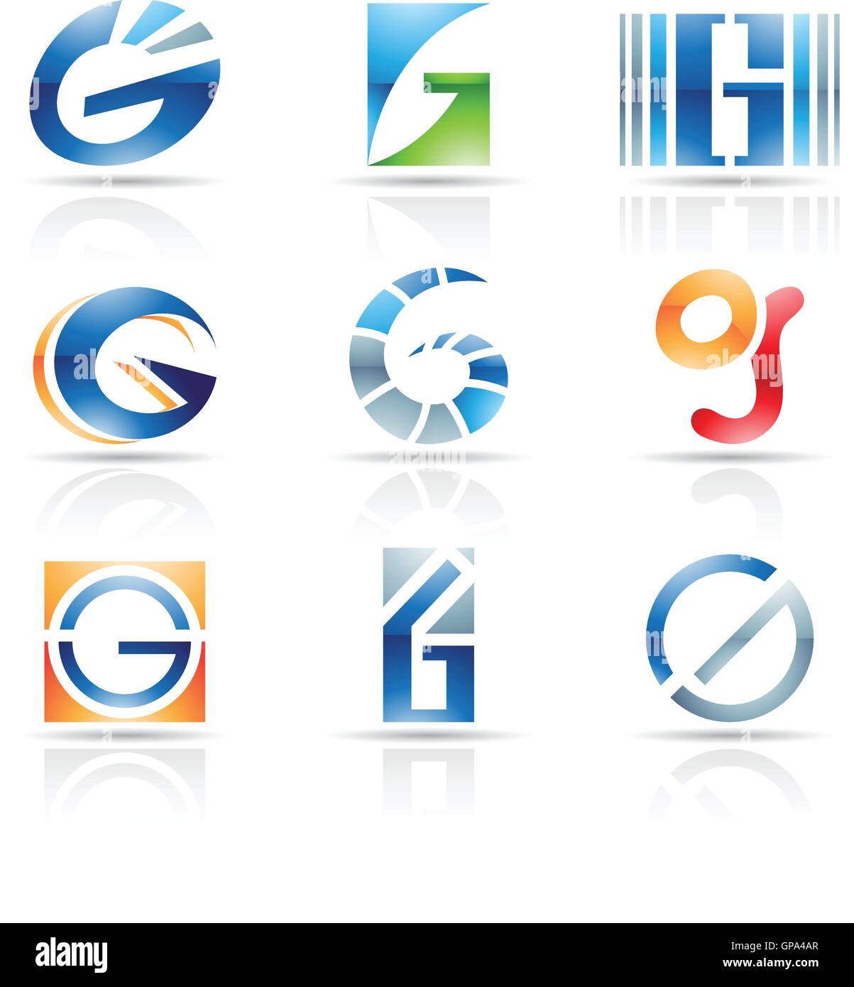 Vector illustration of abstract icons based on the letter G Stock ...