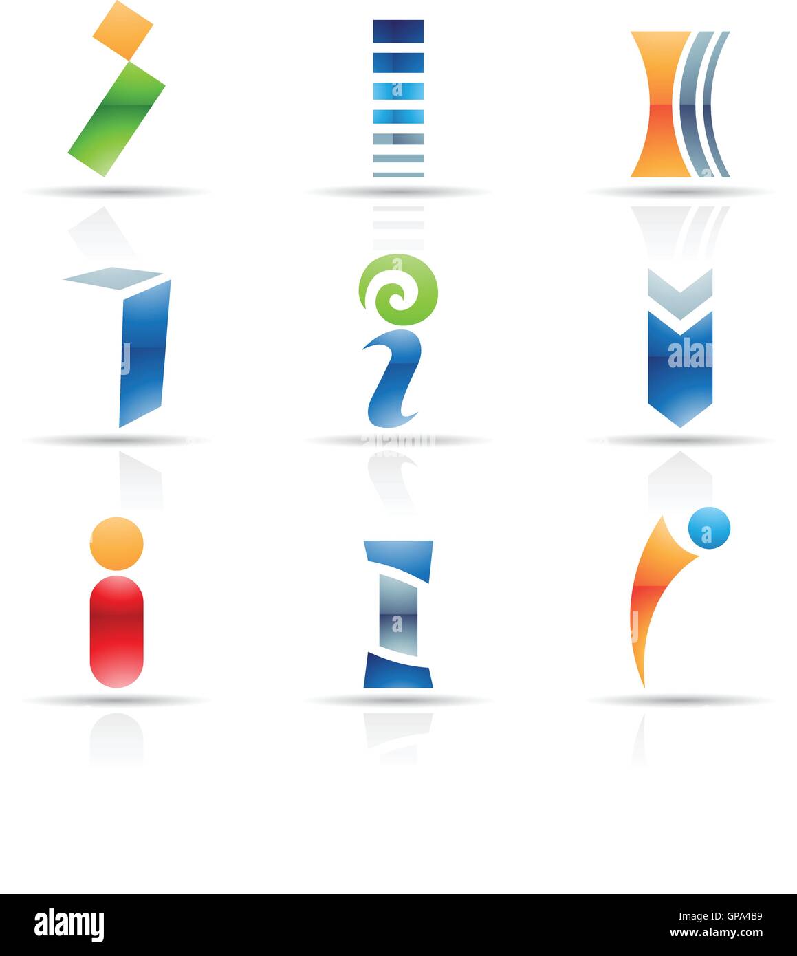 Vector illustration of abstract icons based on the letter I Stock ...