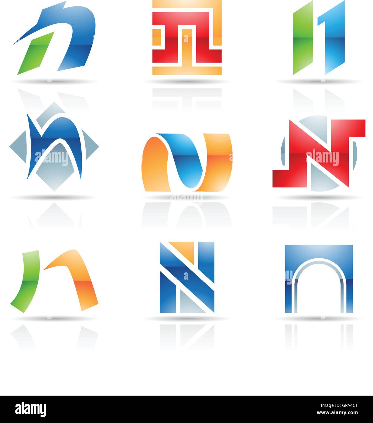 Vector illustration of abstract icons based on the letter N Stock ...
