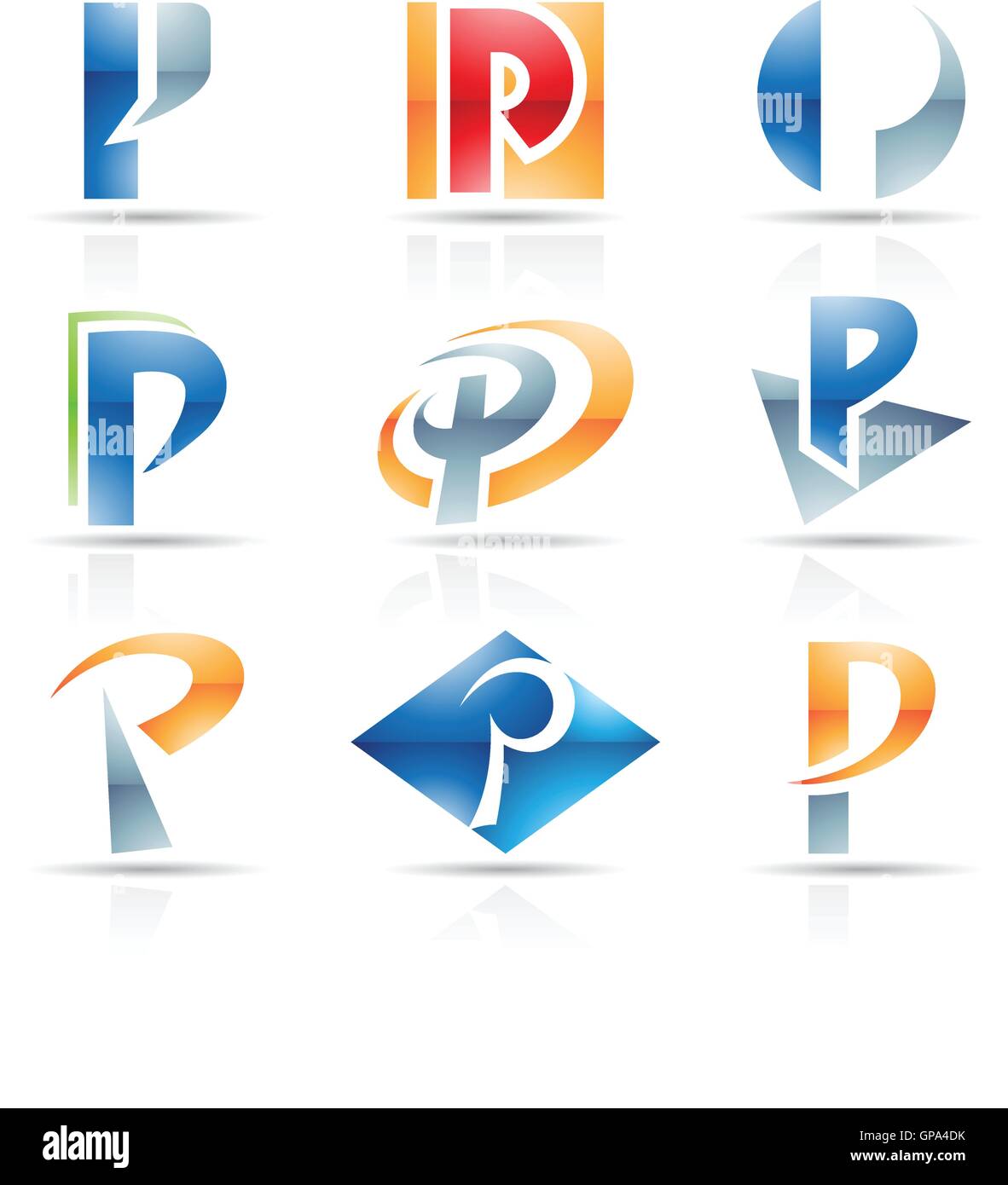 Vector illustration of abstract icons based on the letter P Stock ...