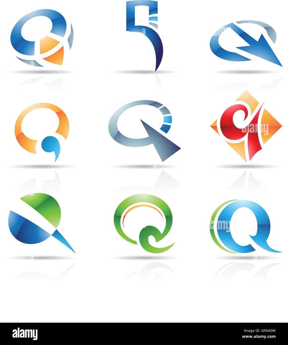 Vector illustration of abstract icons based on the letter Q Stock ...