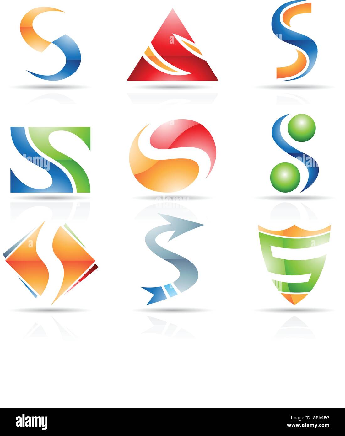 Vector illustration of abstract icons based on the letter S Stock ...