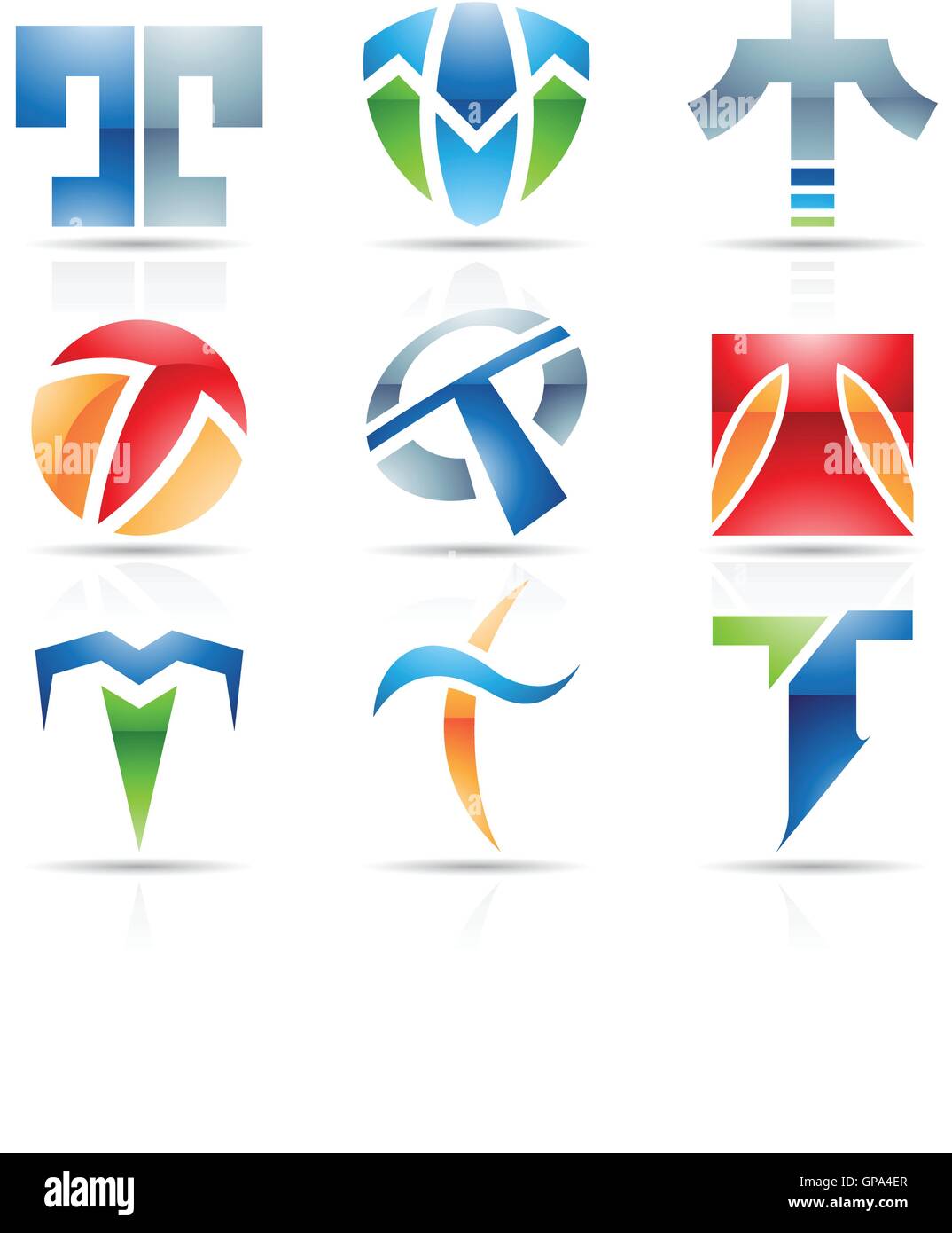 Vector illustration of abstract icons based on the letter T Stock ...
