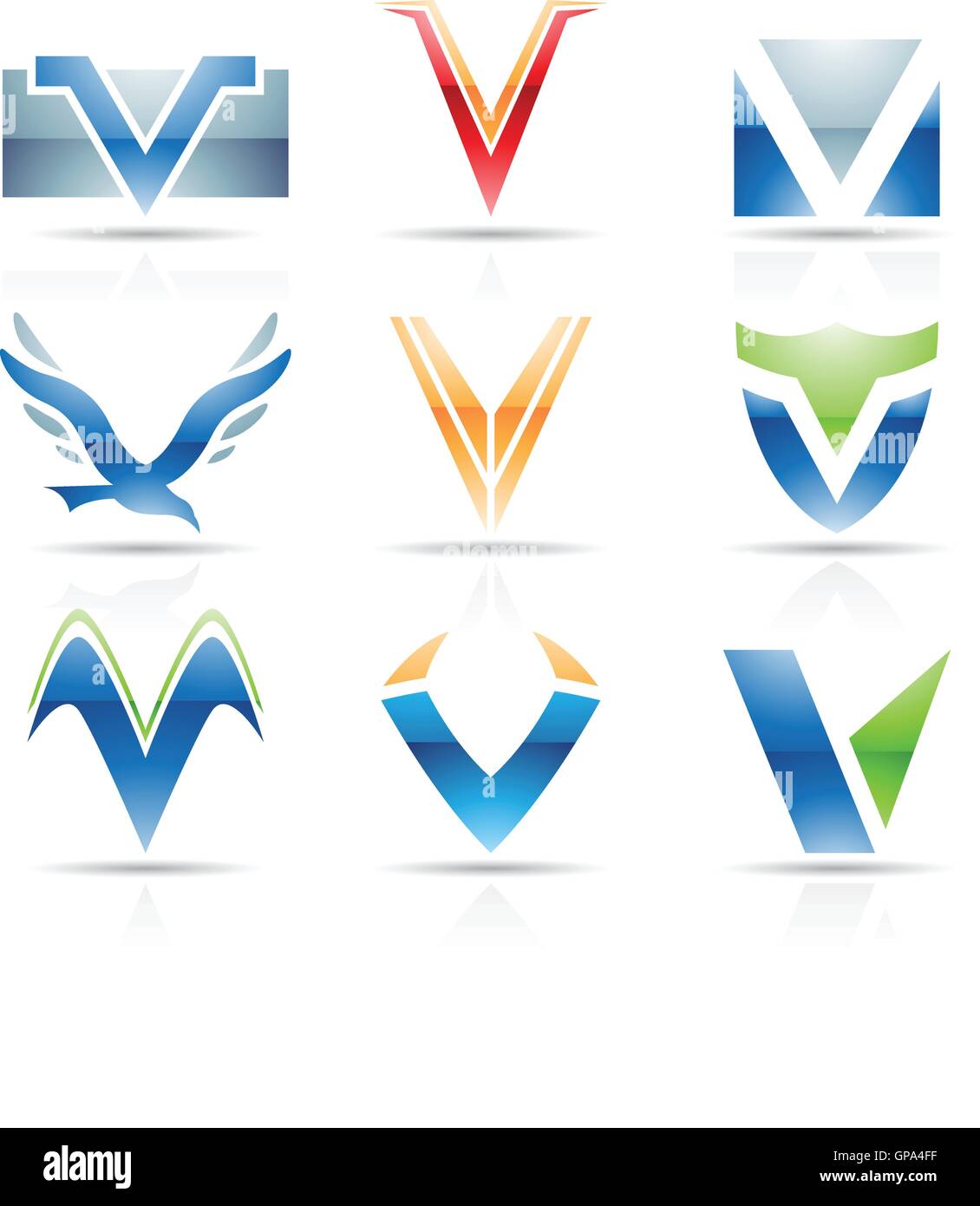Vector illustration of abstract icons based on the letter V Stock ...