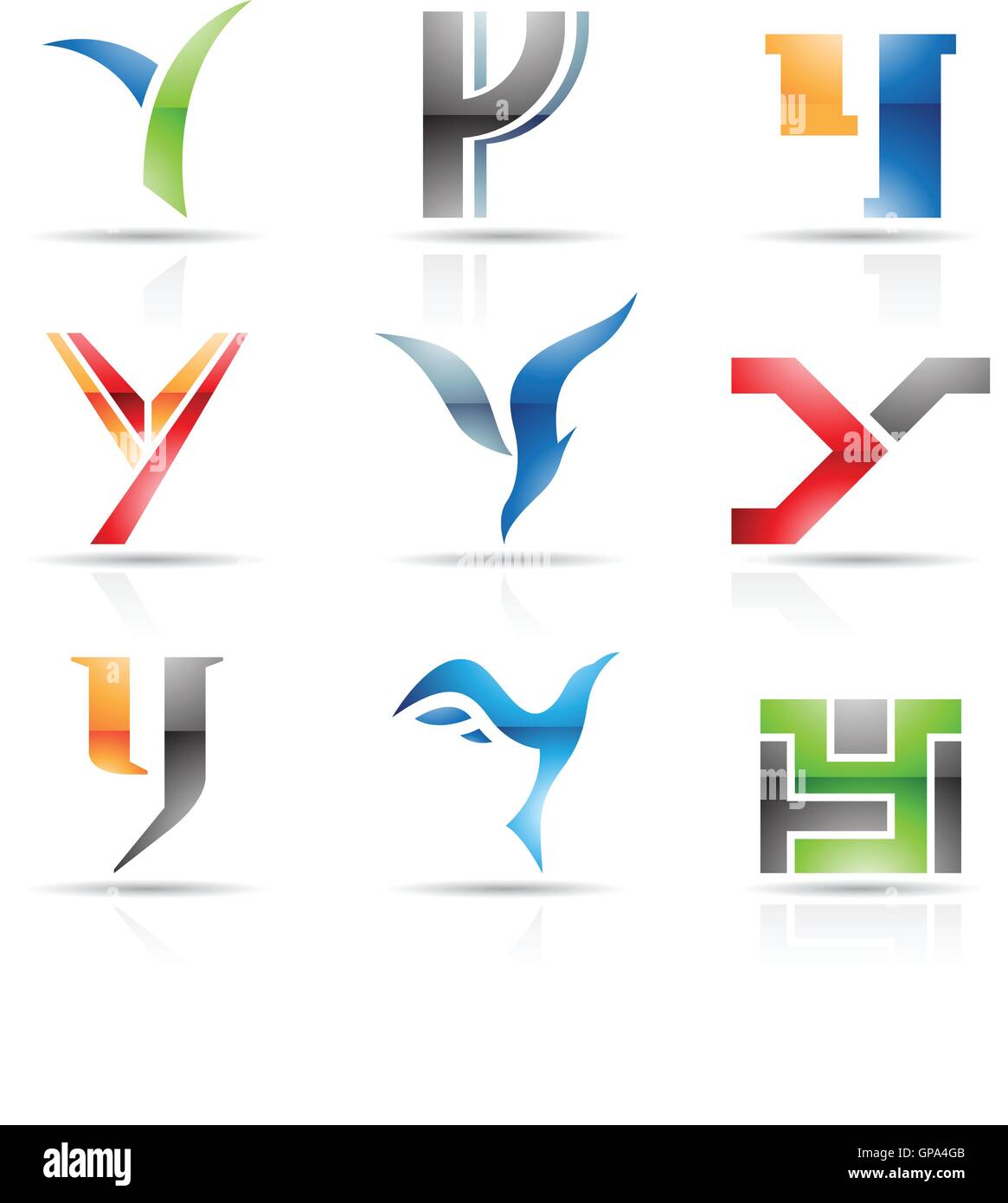 Vector illustration of abstract icons based on the letter Y Stock ...