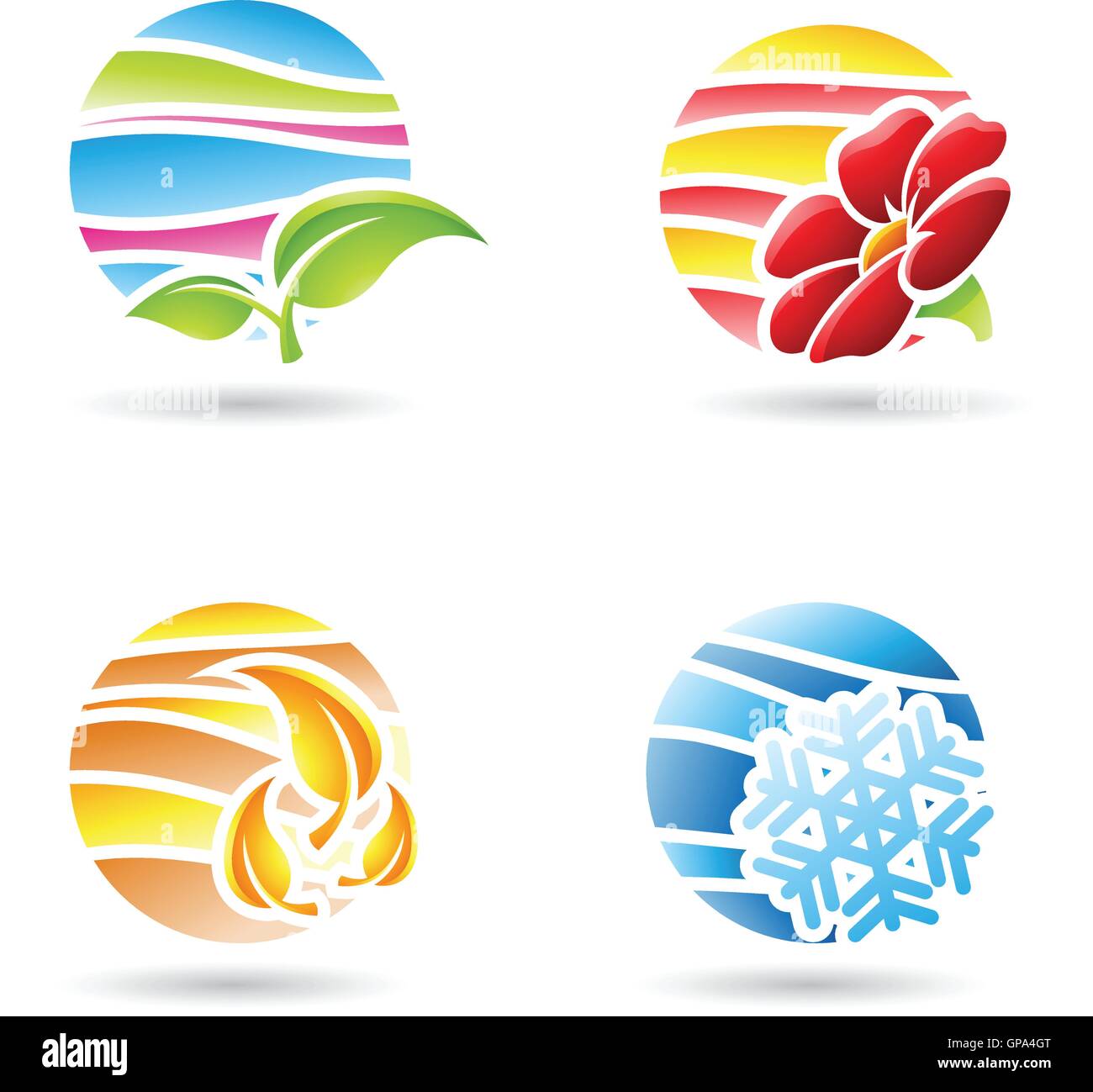 vector illustration of colorful four seasons abstract icons Stock ...