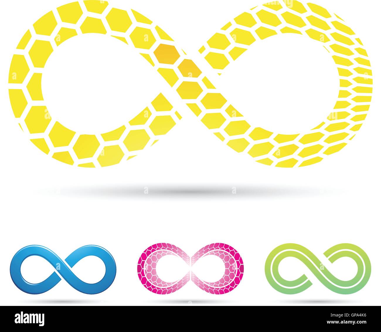 Vector illustration of Infinity Symbols with Honeycomb pattern Stock ...
