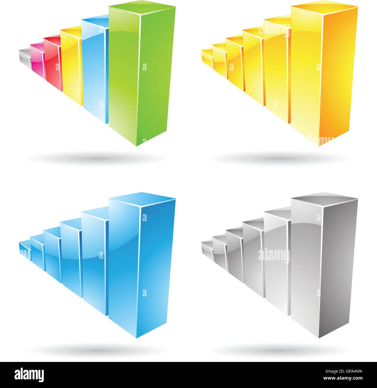 Vector illustration of colorful stat bar icons isolated on white Stock ...