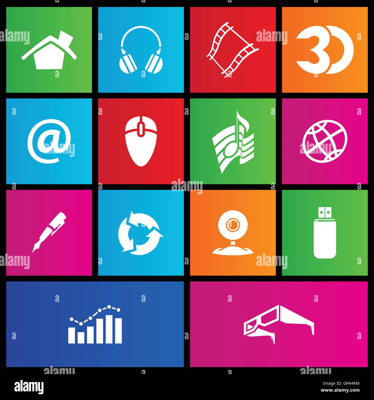 vector illustration of metro style web icons Stock Vector Image & Art ...