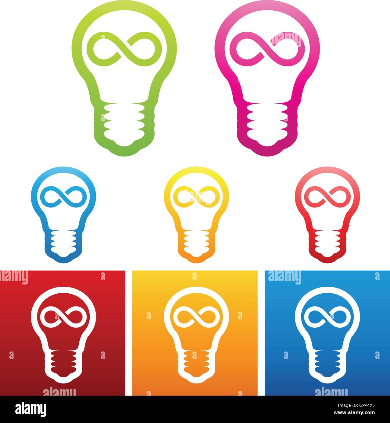 vector illustration of bulbs with infinite ideas Stock Vector Image ...