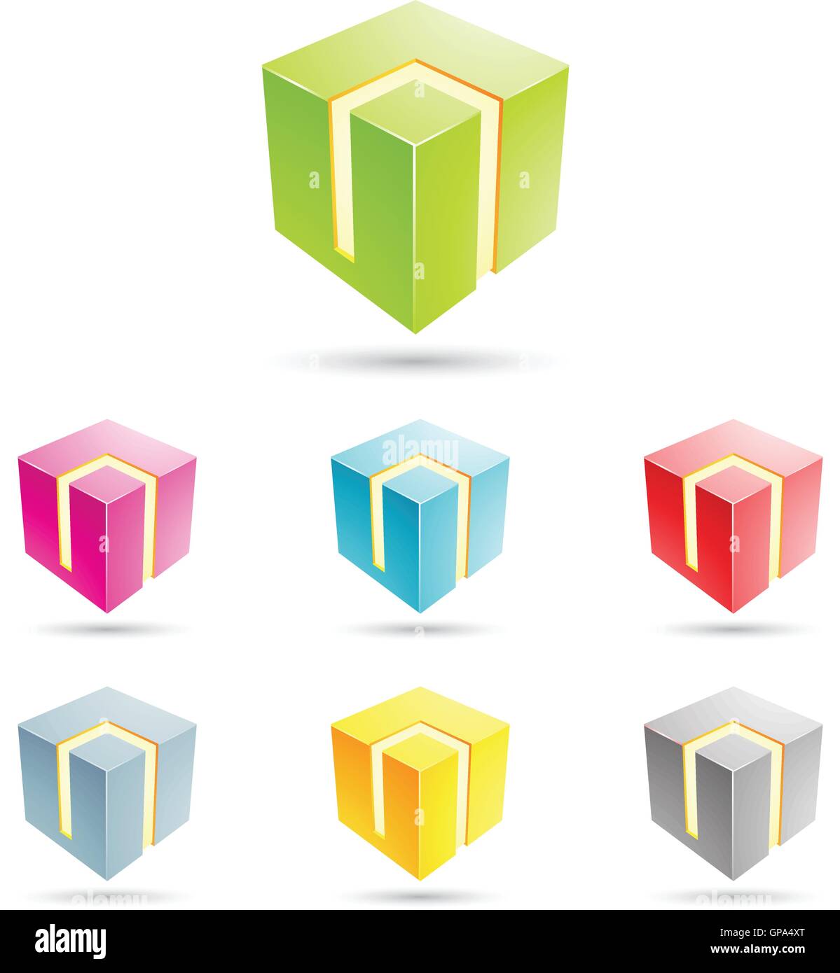 eps vector illustration of colorful cubical icons Stock Vector Image ...