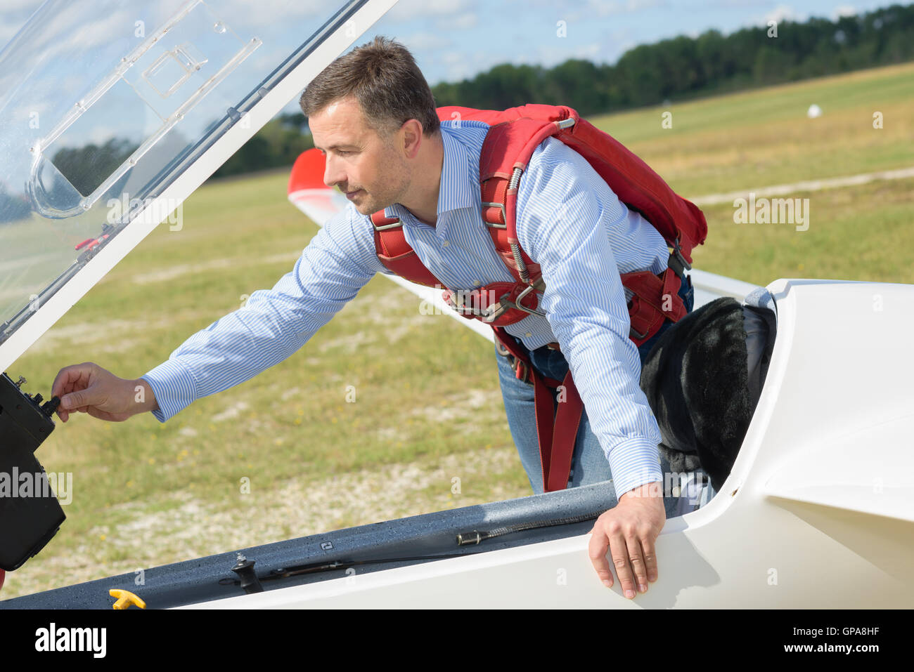 glider pilot ready to control Stock Photo - Alamy