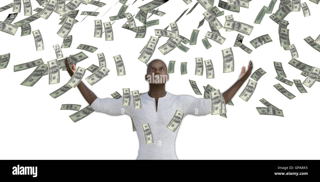 Black man catching money falling hi-res stock photography and images ...