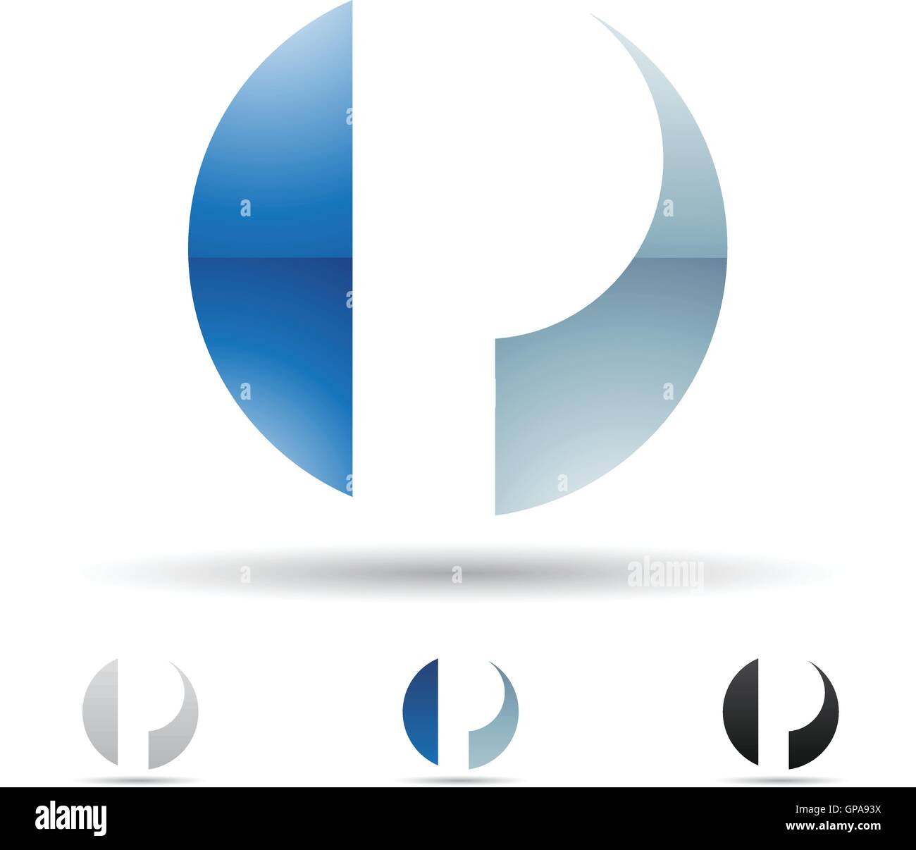 Vector illustration of abstract icons based on the letter P Stock ...