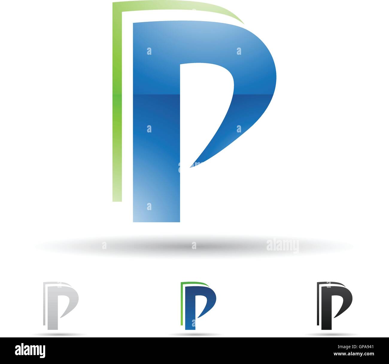 Vector illustration of abstract icons based on the letter P Stock ...