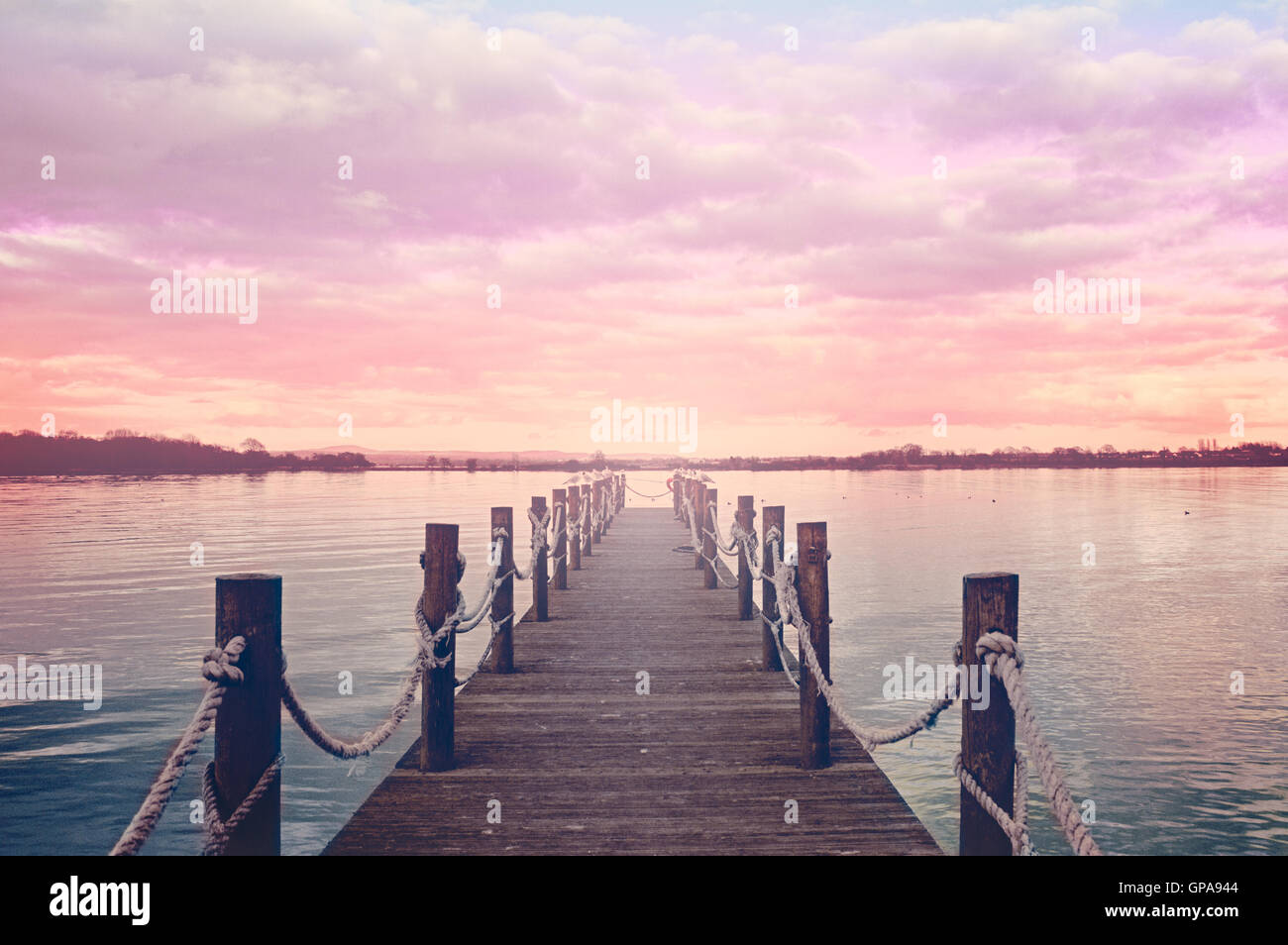 Surreal sunset from a dock in Northern Ireland Stock Photo - Alamy