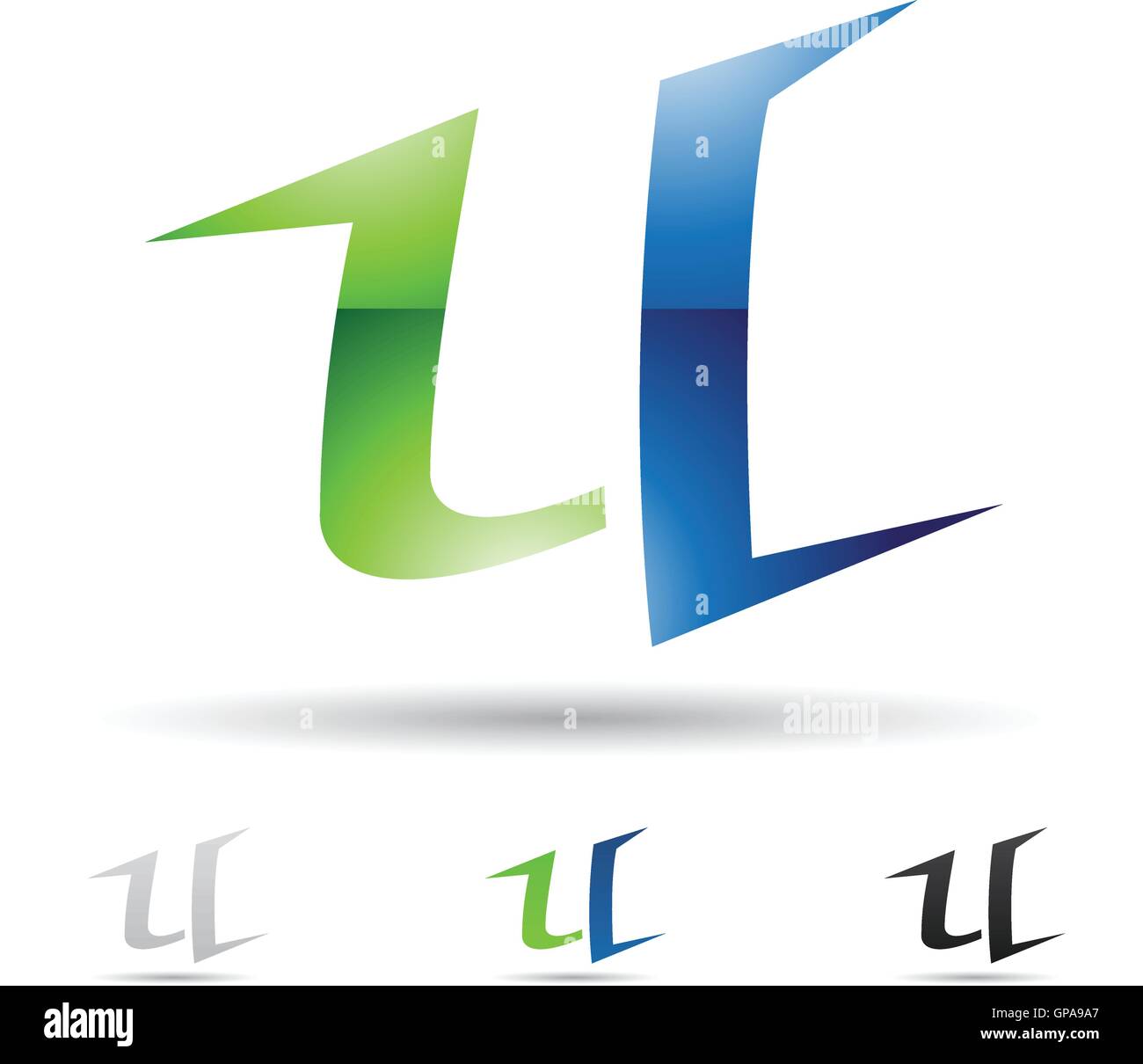 Vector illustration of abstract icons based on the letter U Stock ...