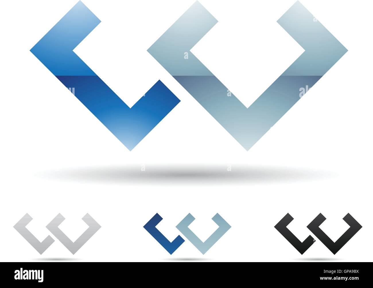 Vector illustration of abstract icons based on the letter W Stock ...