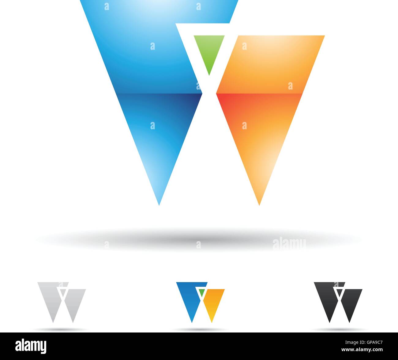 Vector illustration of abstract icons based on the letter W Stock ...