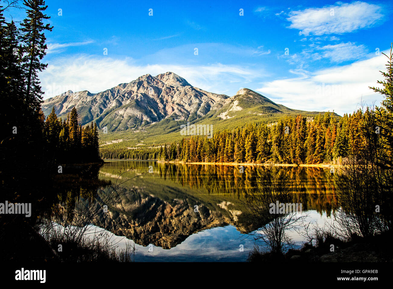 Pyramid Mountain in Jasper, Alberta Stock Photo - Alamy