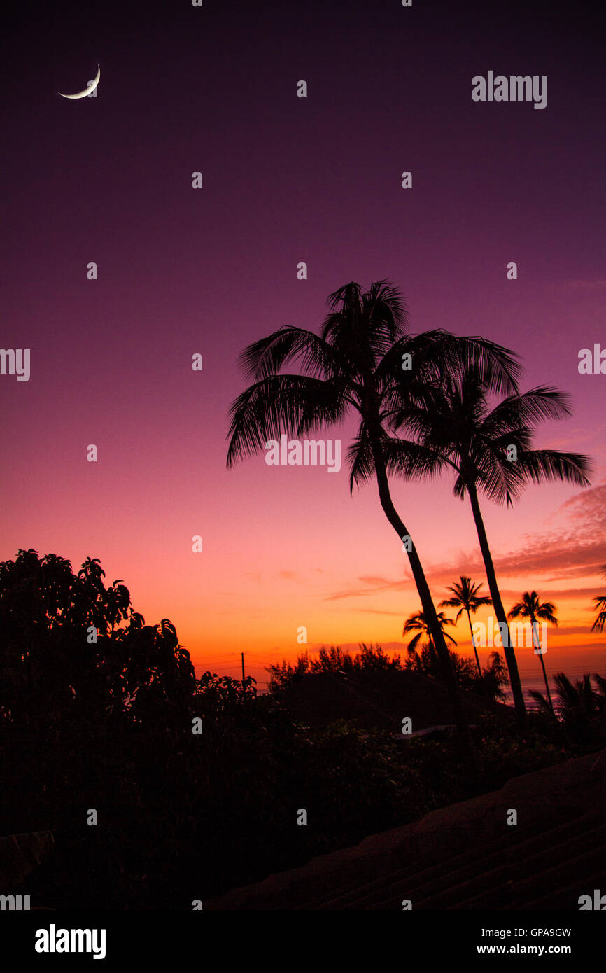 Hawaii sunset orange hi-res stock photography and images - Alamy