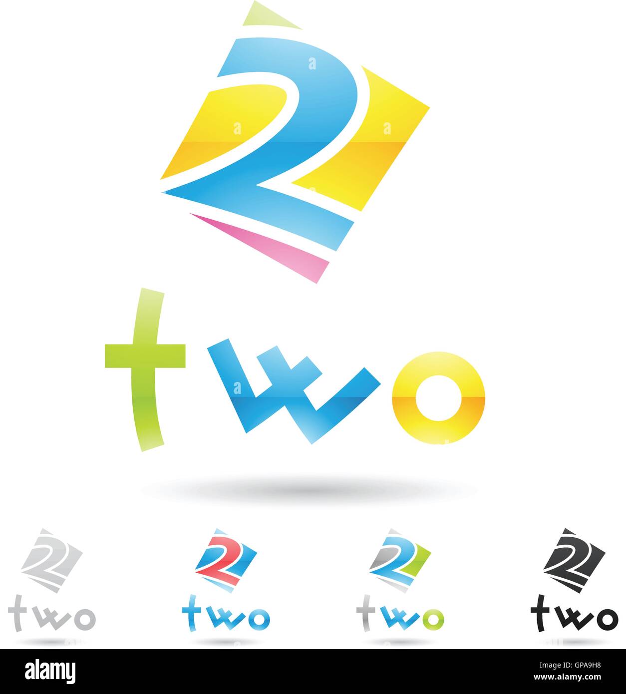 vector illustration of colorful and abstract icons for no two Stock ...