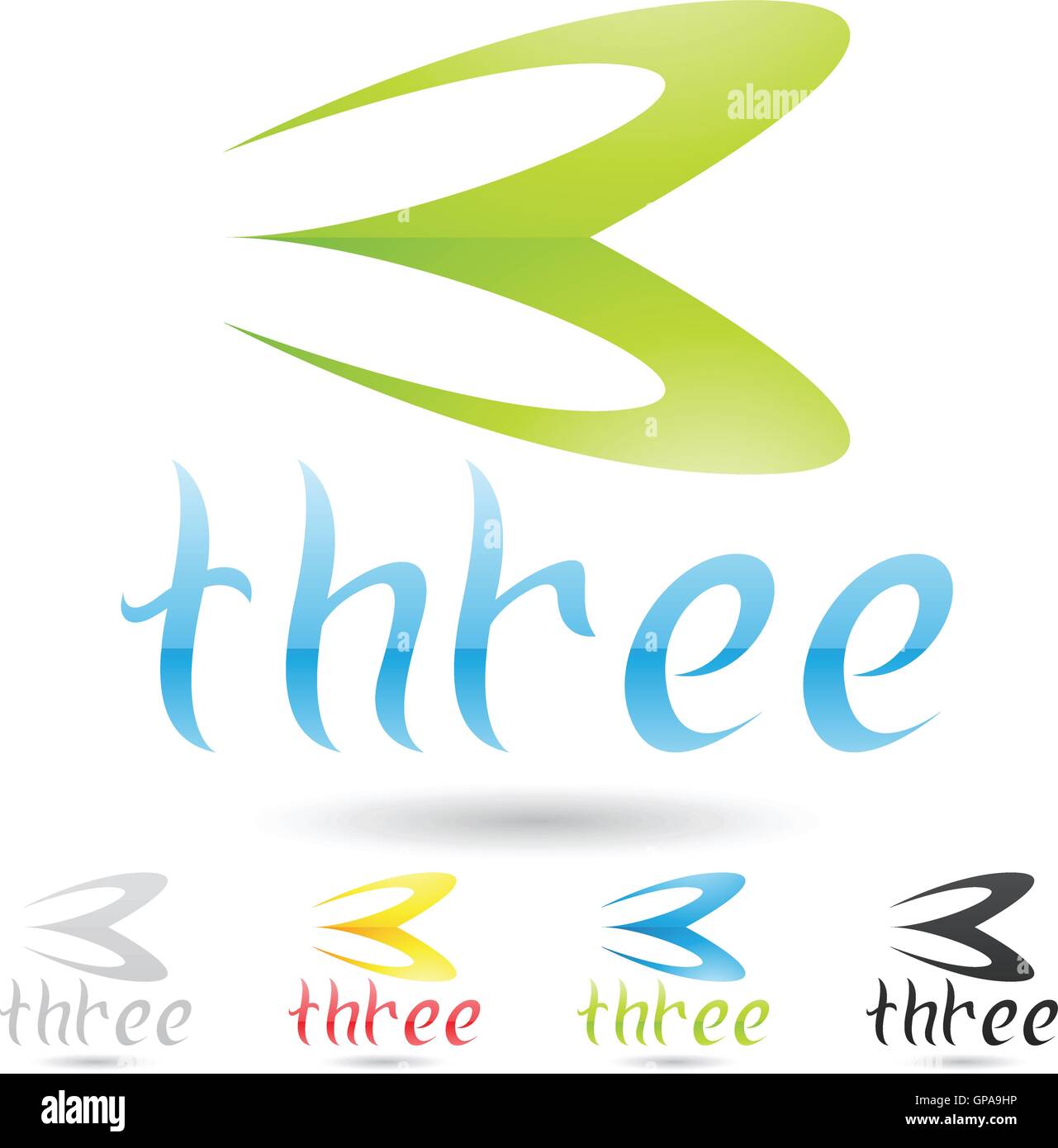vector illustration of colorful and abstract icons for no three Stock ...