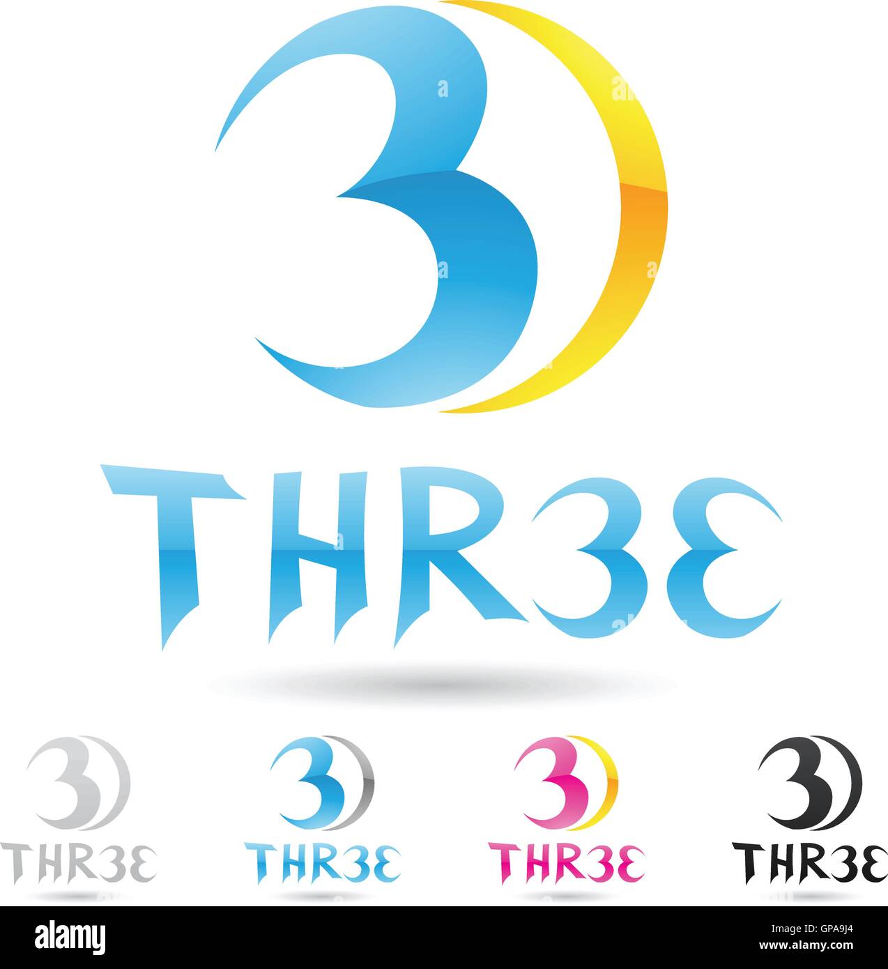 vector illustration of colorful and abstract icons for no three Stock ...