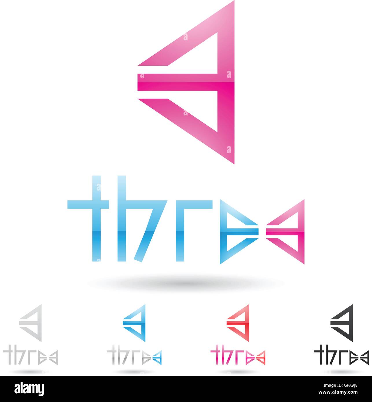 vector illustration of colorful and abstract icons for no three Stock ...