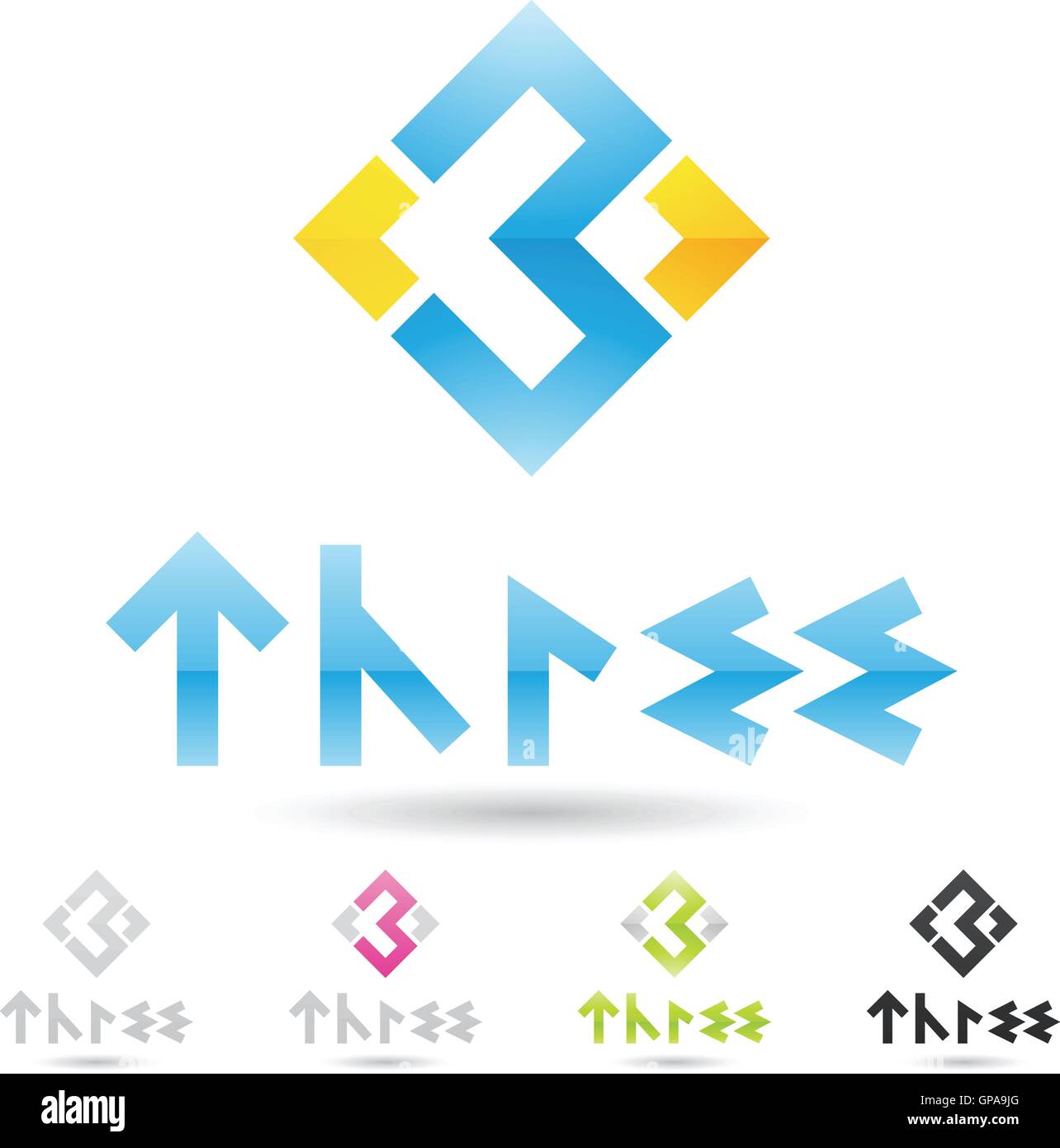 vector illustration of colorful and abstract icons for no three Stock ...
