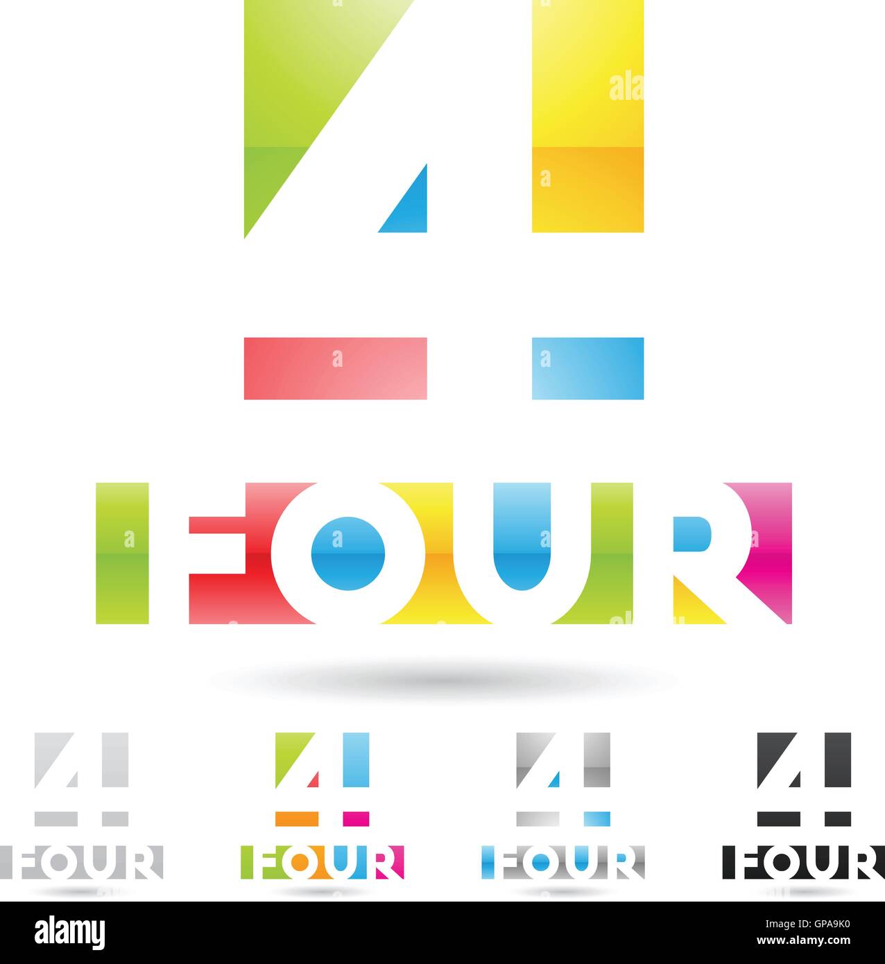 vector illustration of colorful and abstract icons for no four Stock ...