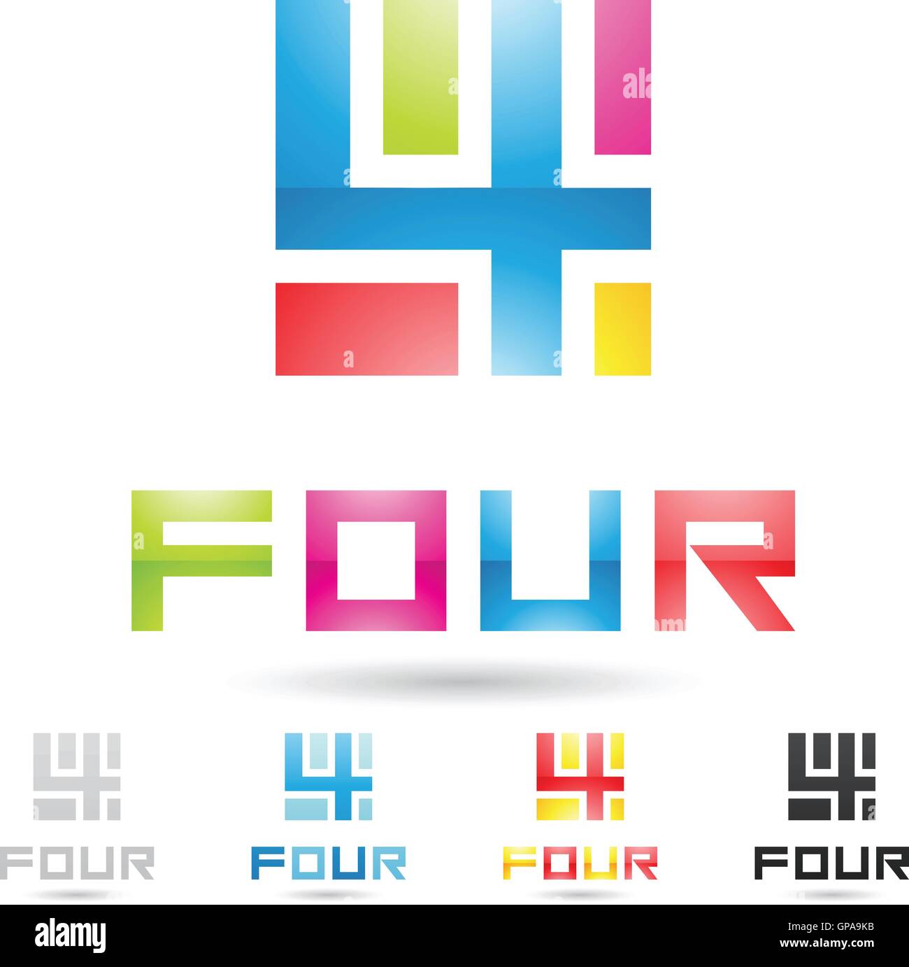 vector illustration of colorful and abstract icons for no four Stock ...