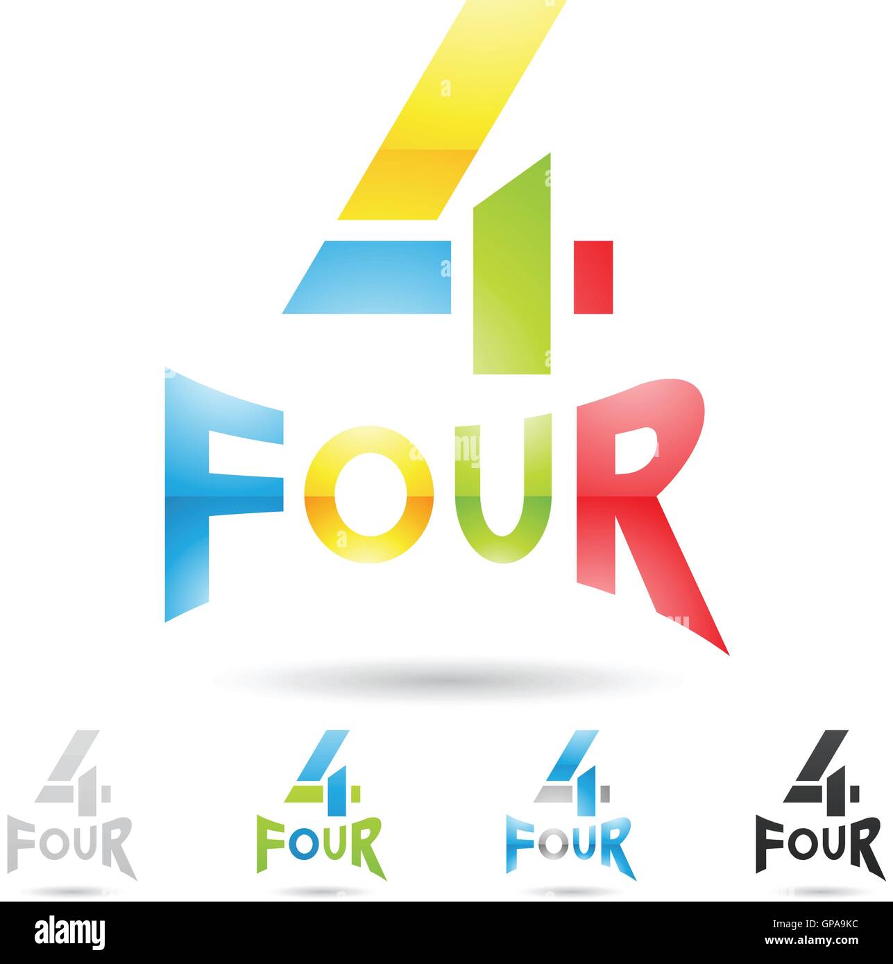 vector illustration of colorful and abstract icons for no four Stock ...