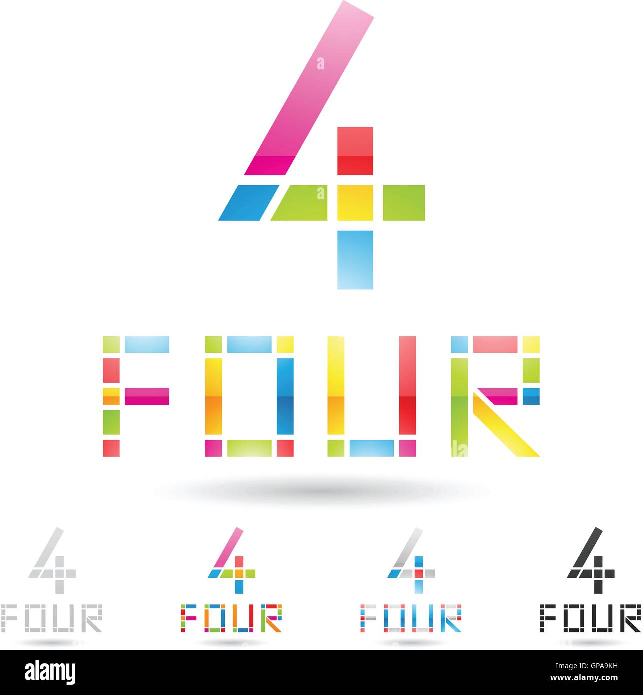 vector illustration of colorful and abstract icons for no four Stock ...