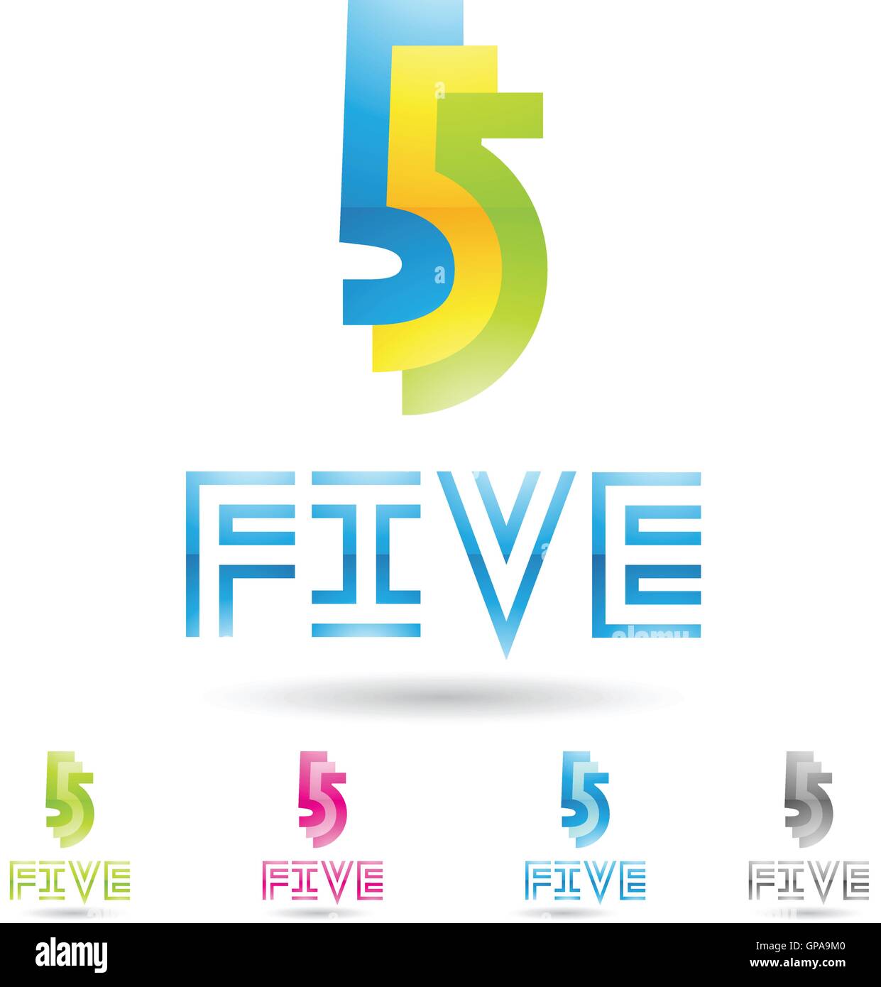 vector illustration of colorful and abstract icons for no five Stock ...