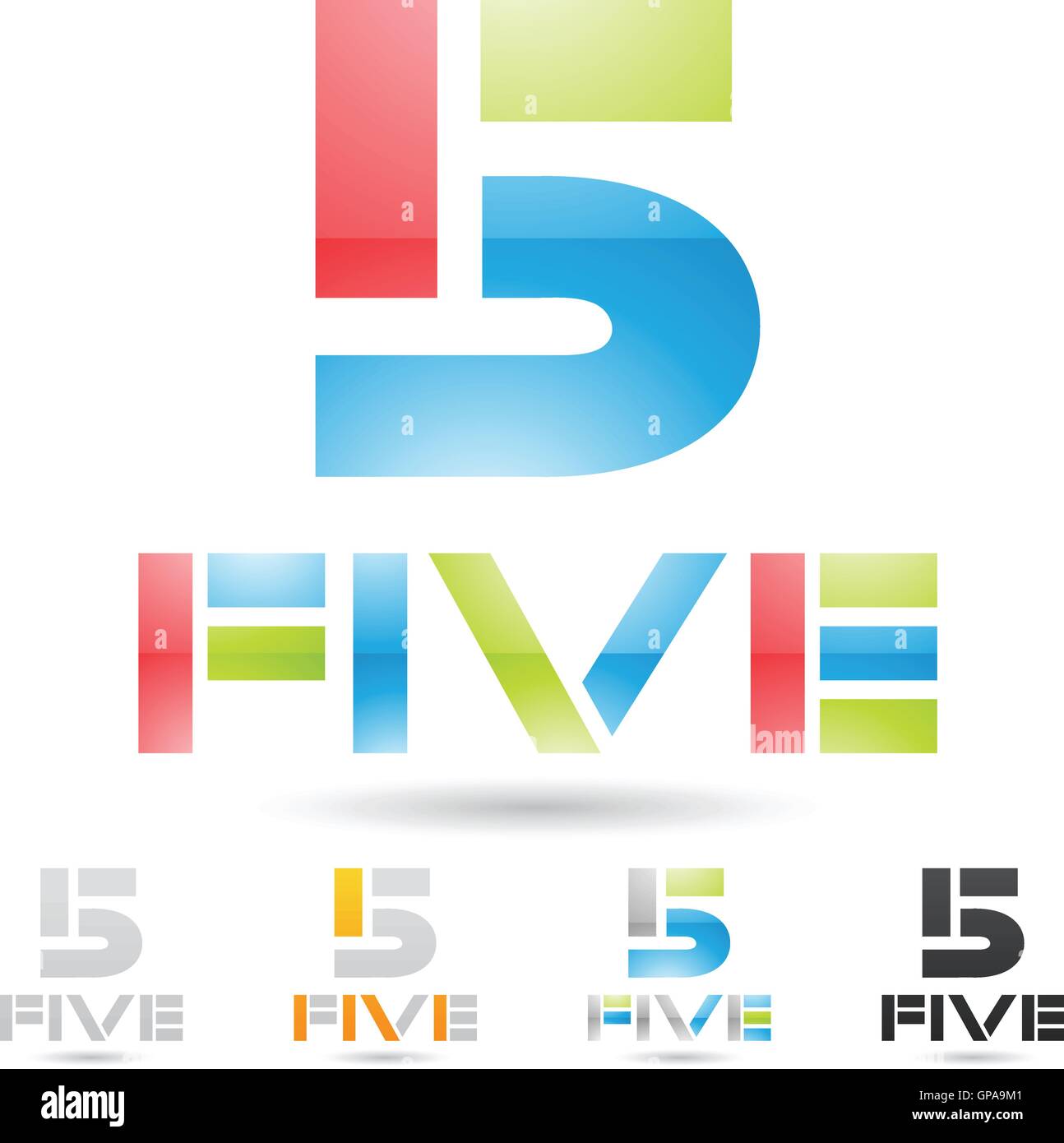 vector illustration of colorful and abstract icons for no five Stock ...