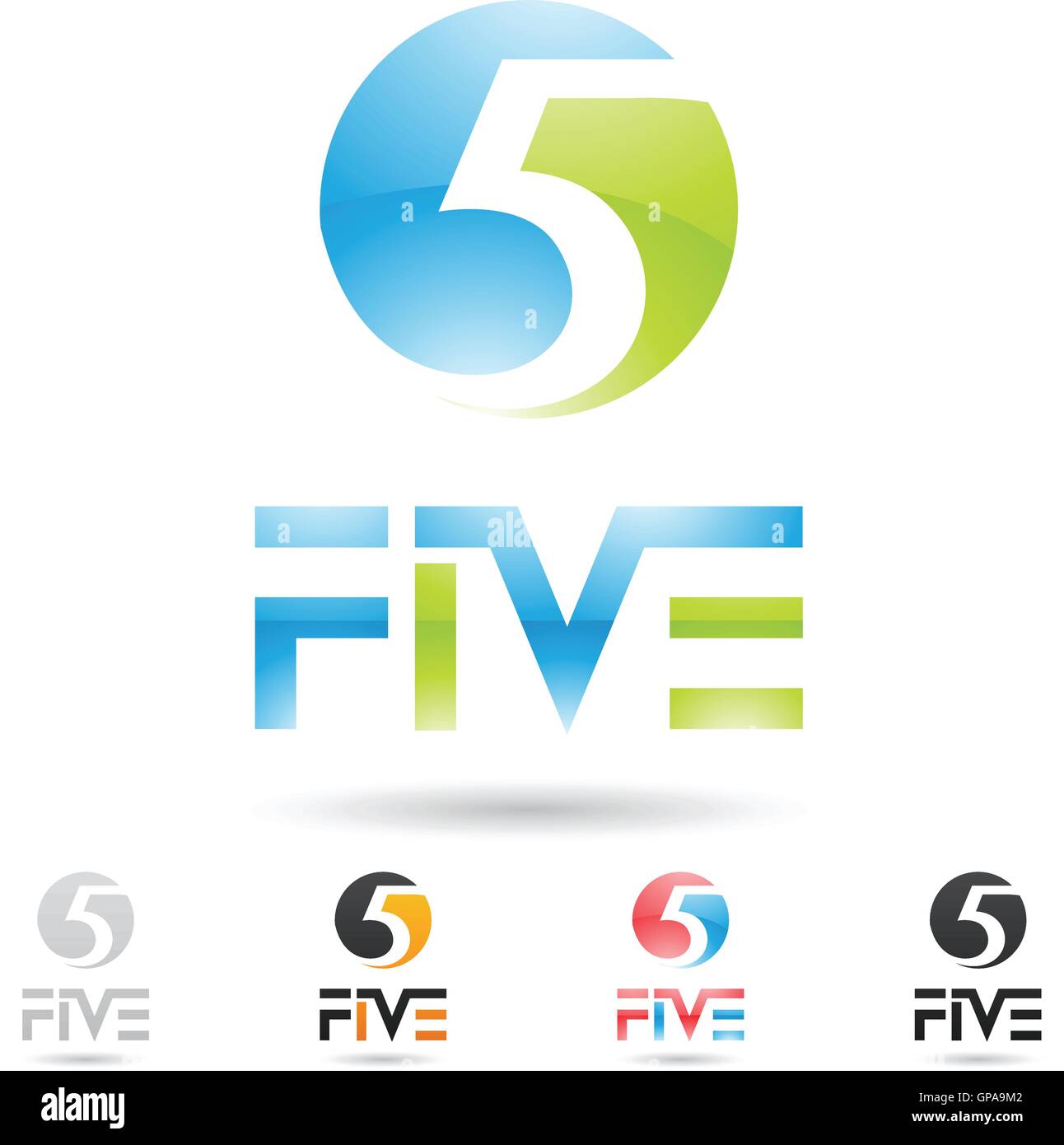 vector illustration of colorful and abstract icons for no five Stock ...