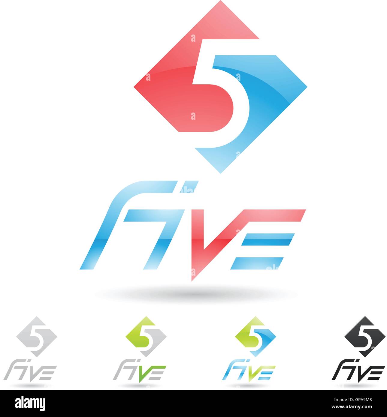 vector illustration of colorful and abstract icons for no five Stock ...