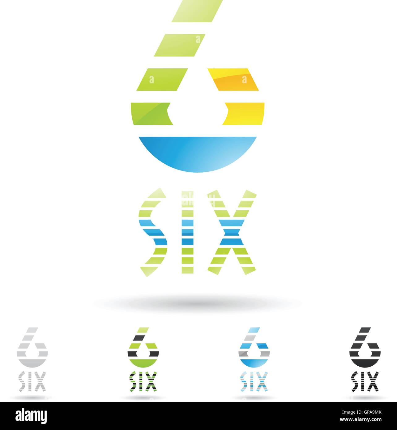 vector illustration of colorful and abstract icons for no six Stock ...