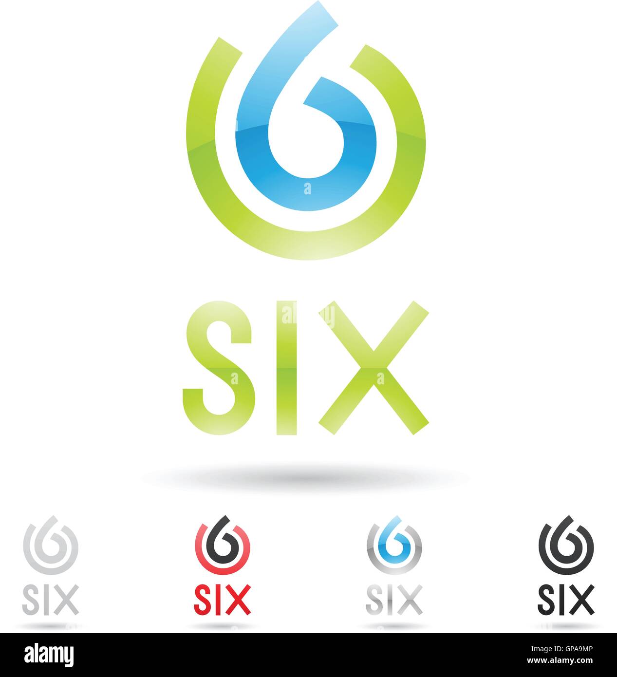 vector illustration of colorful and abstract icons for no six Stock ...