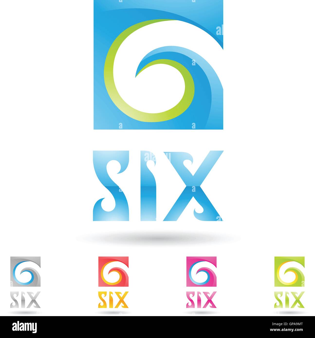 vector illustration of colorful and abstract icons for no six Stock ...