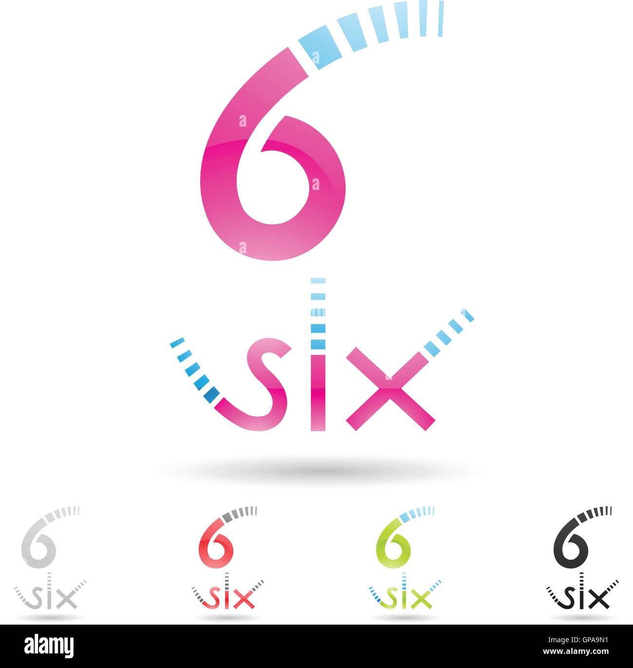 vector illustration of colorful and abstract icons for no six Stock ...