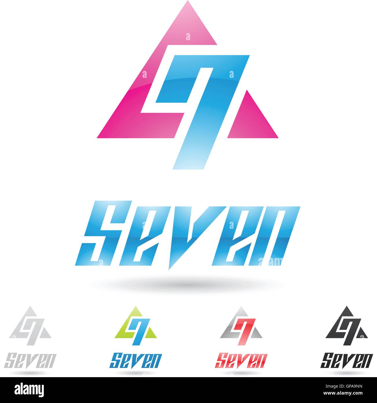 vector illustration of colorful and abstract icons for no seven Stock ...