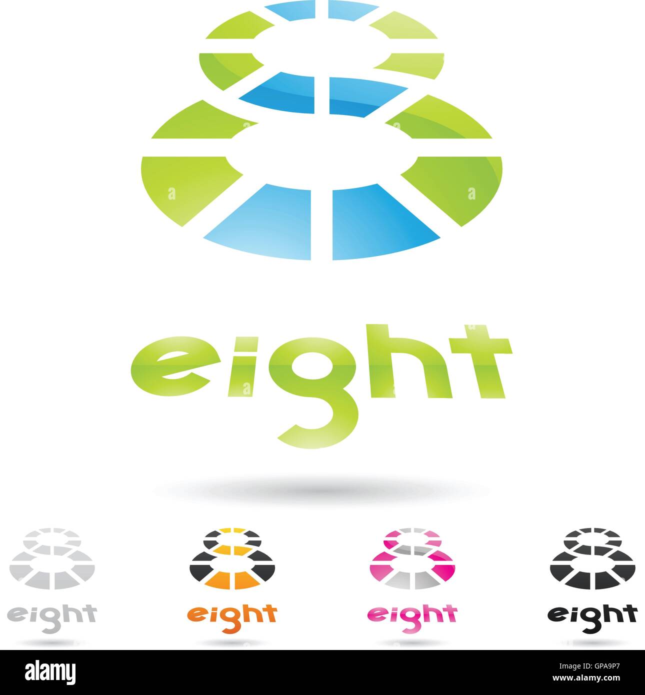 vector illustration of colorful and abstract icons for no eight Stock ...