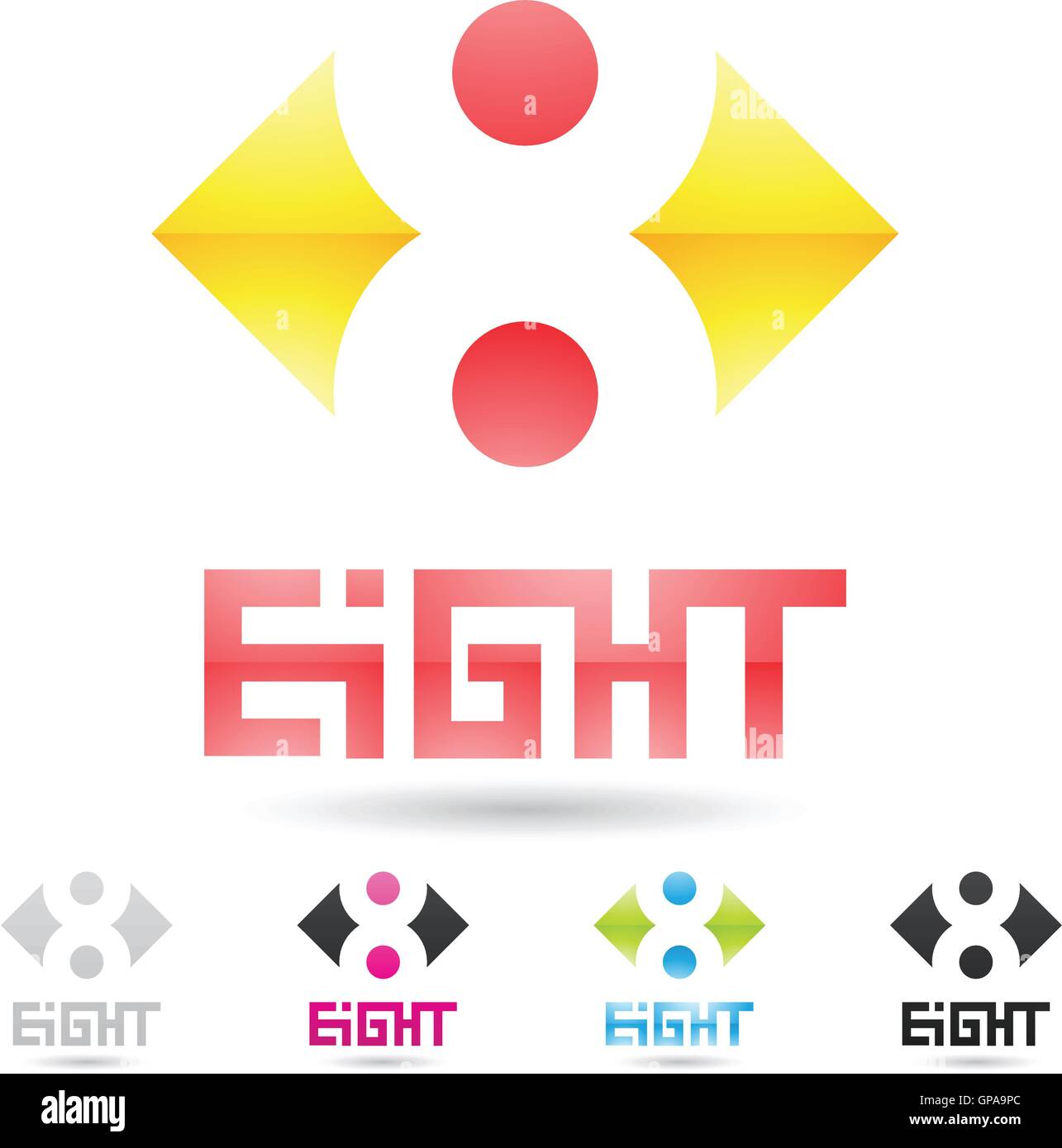 vector illustration of colorful and abstract icons for no eight Stock ...