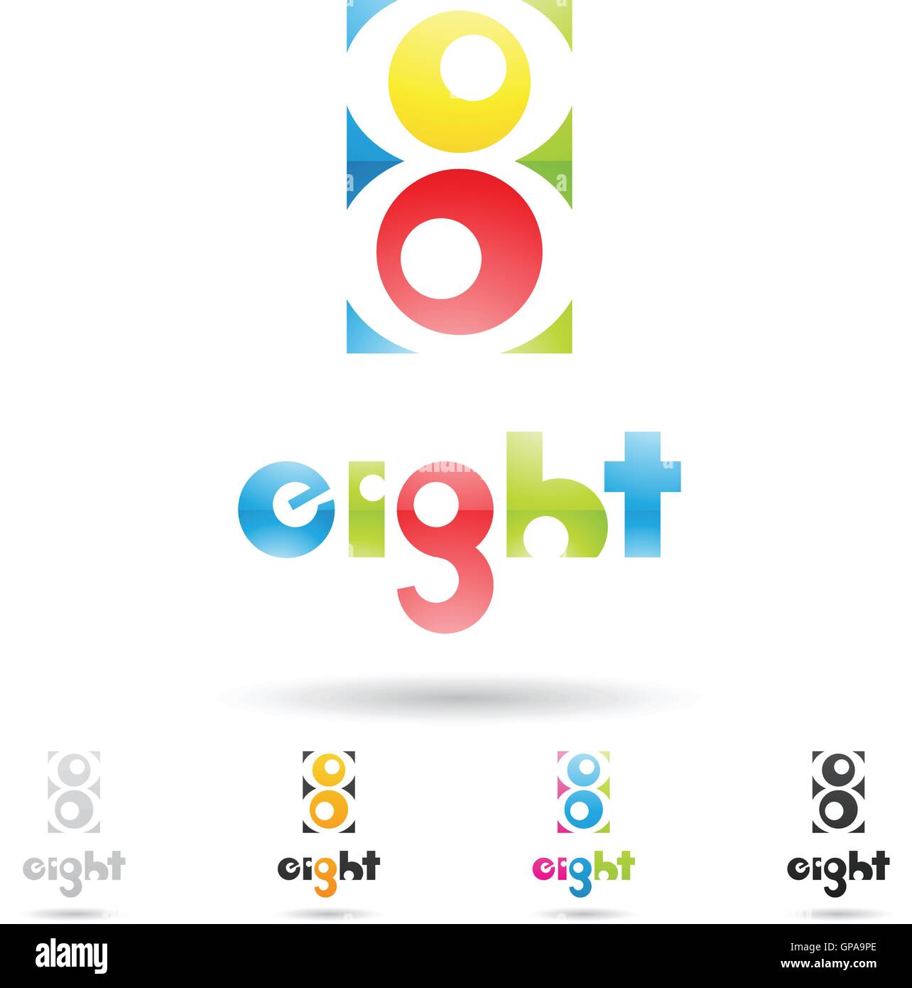 vector illustration of colorful and abstract icons for no eight Stock ...