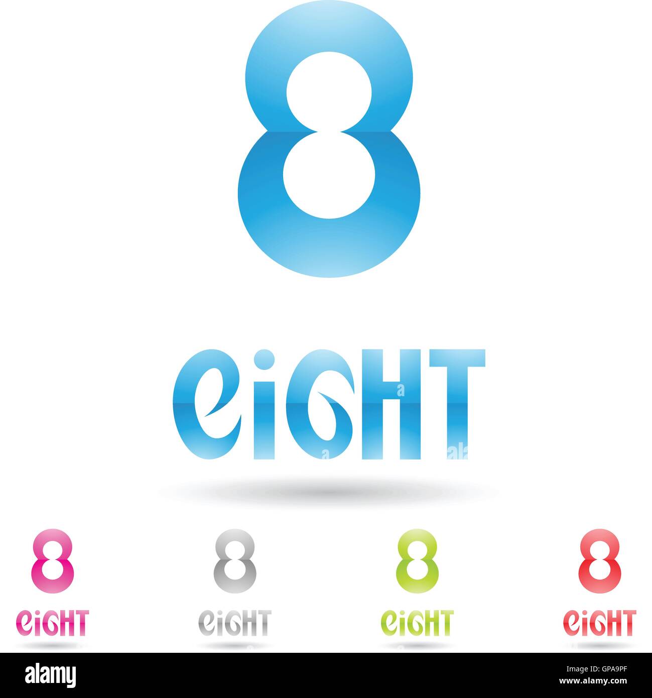 vector illustration of colorful and abstract icons for no eight Stock ...