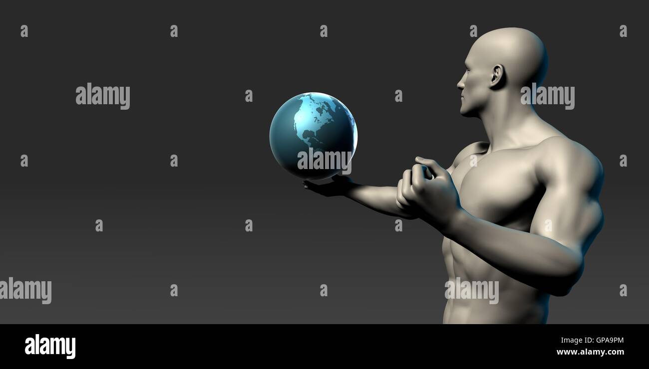 Leadership Concept with Man Holding a Globe Stock Photo - Alamy