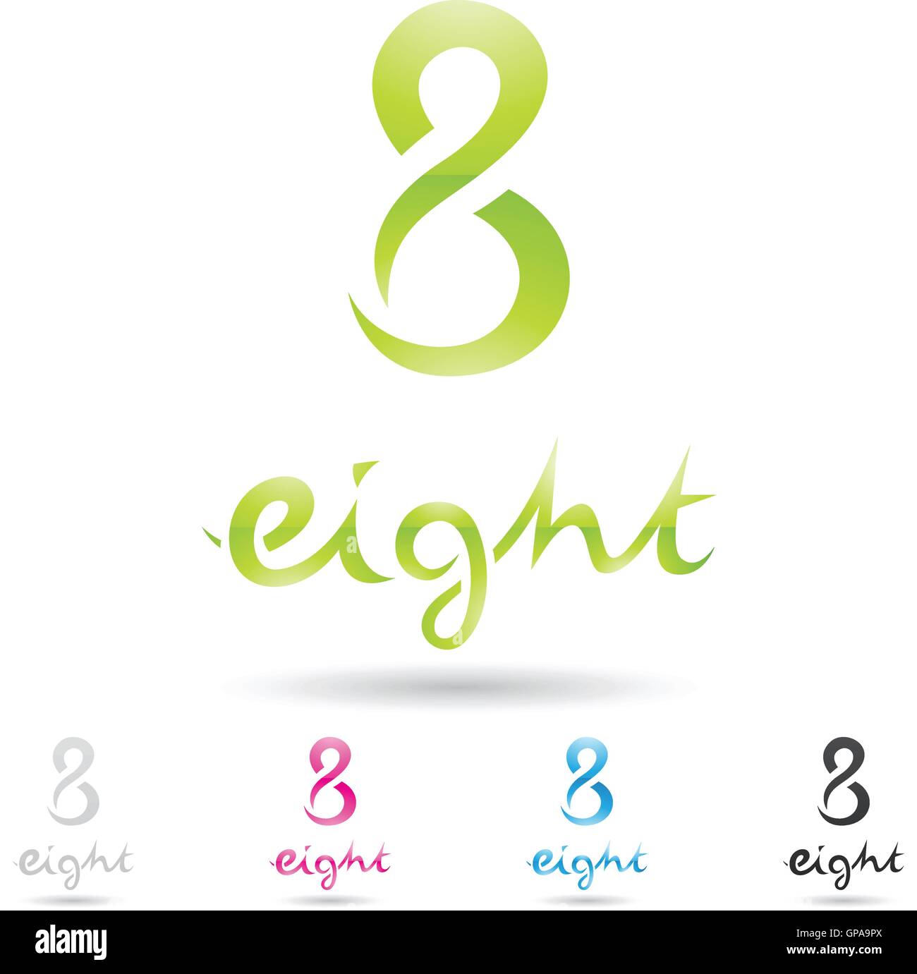 vector illustration of colorful and abstract icons for no eight Stock ...